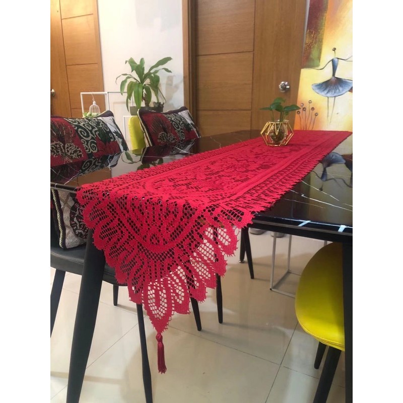 33x180cm lace table runner red | Shopee Philippines