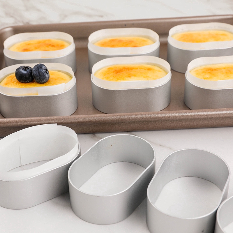 10pcs Aluminum Semi-cooked Cheese Mold Pastry Oval Cup Cake Paper ...