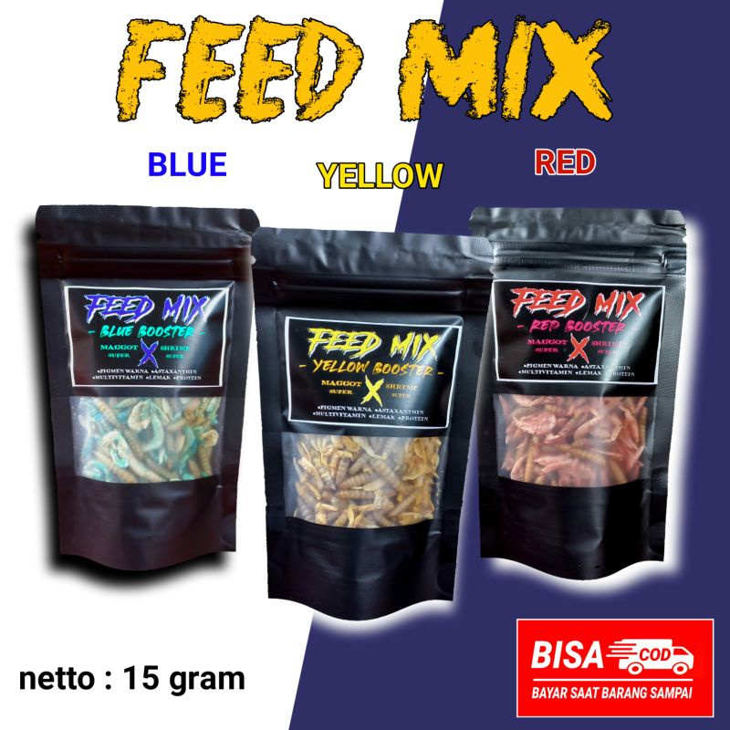 Shrimp x maggot feed mix red yellow blue 15gr | Fish Feed | Shopee ...