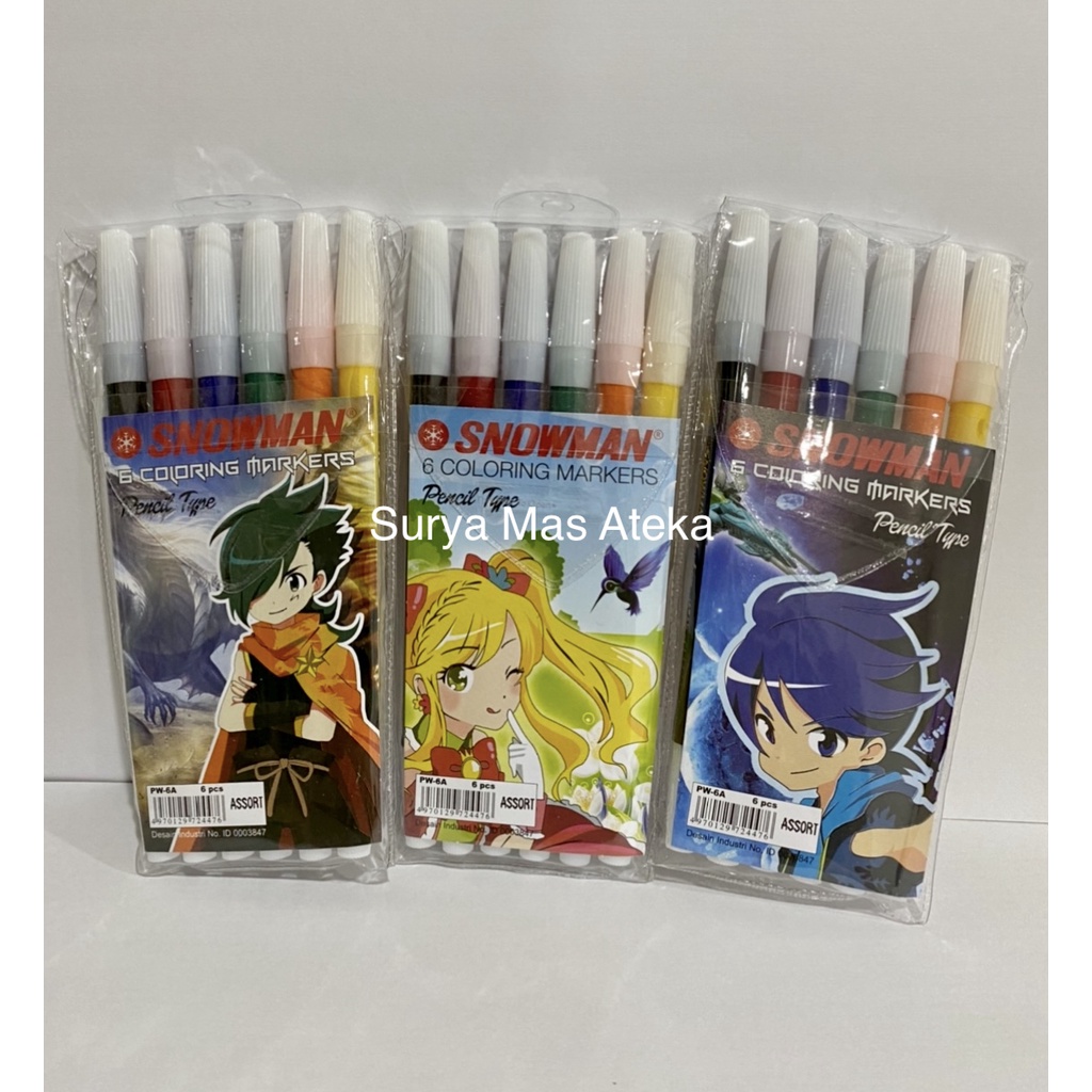 Snowman Small Markers 6 Colors (PW-6A) | Shopee Philippines