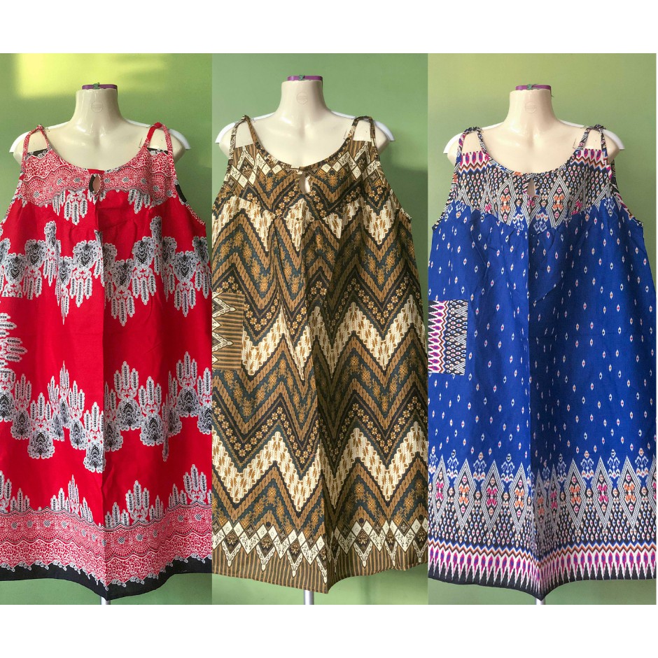 XL-2XL Cotton Batik Daster Pambahay Dress Spag Strap (Diamond-Jagged ...