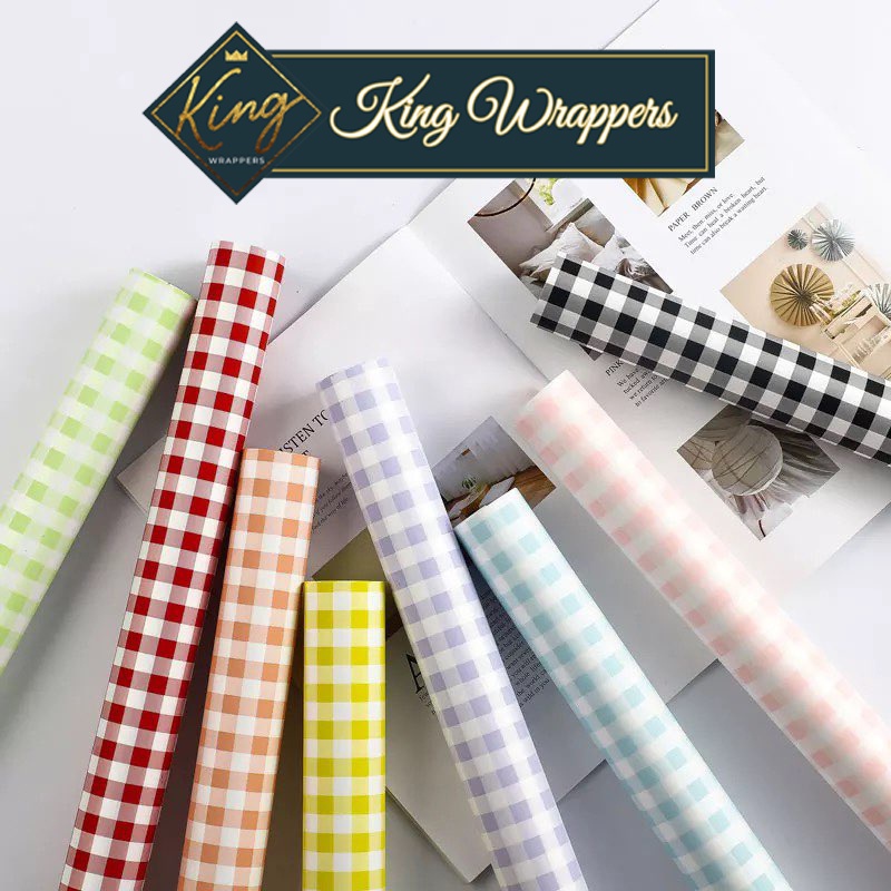 20pcs per pack Summer Plaid Design Flower Bouquet Wrapper Floral ...