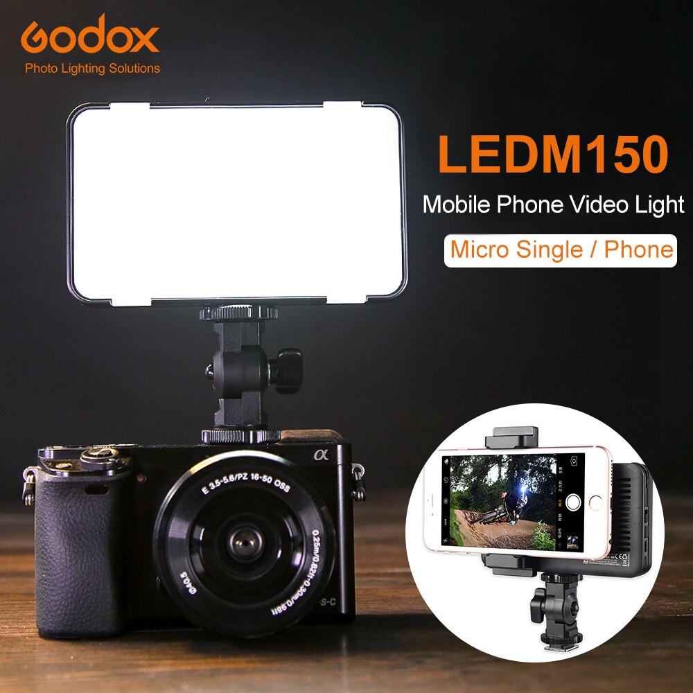 Godox LEDM150 5600K Mobile Phone LED Video Light Bright panel with In ...