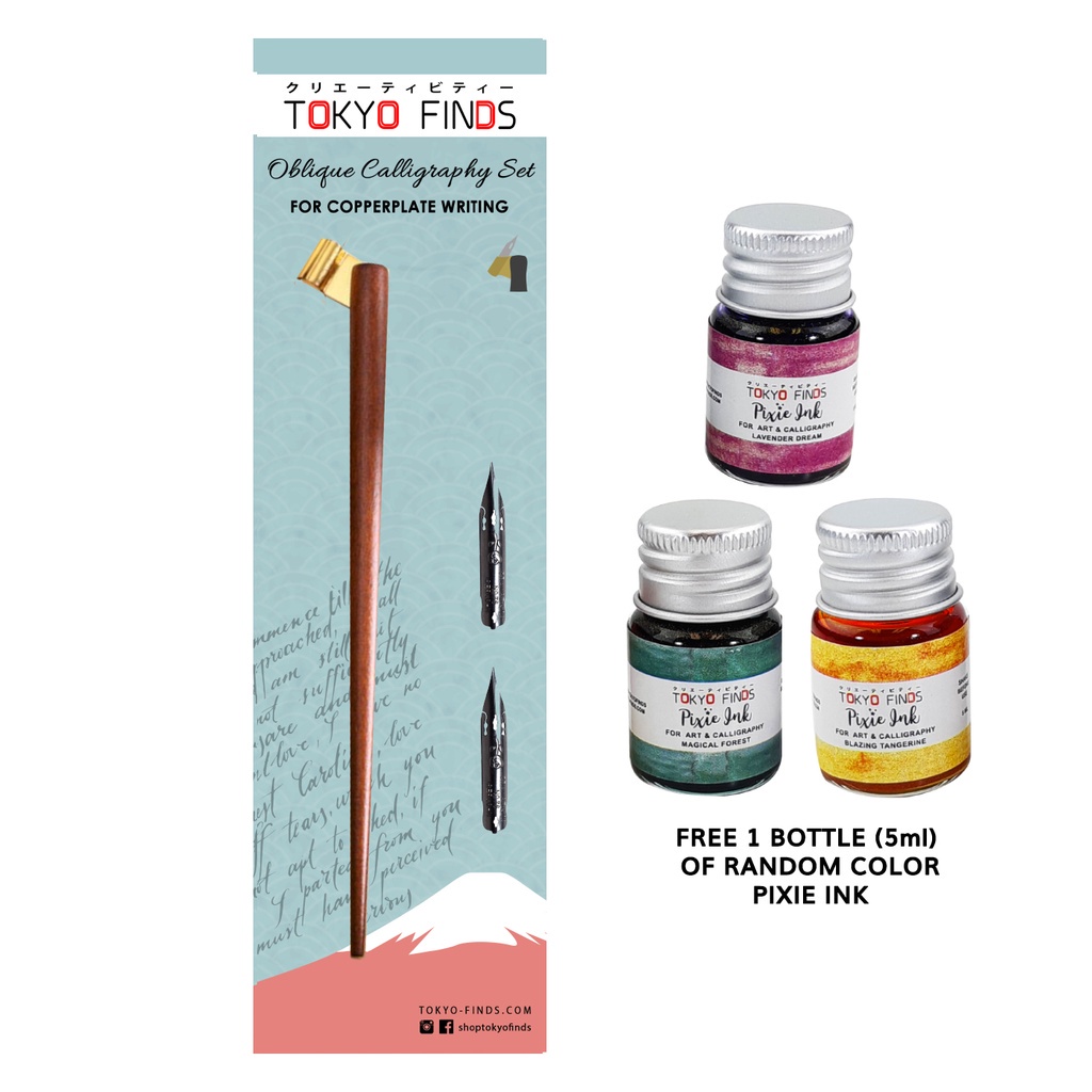 Tokyo Finds Wooden Oblique Calligraphy Set with Pixie Ink | Shopee ...