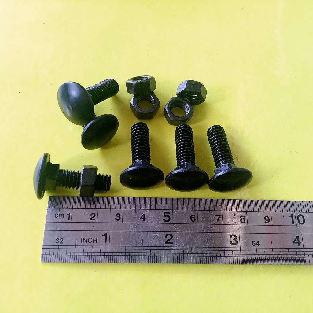 HITAM Cb NUT BOLT 5/16 x 1" INCH / M8 BOLT 2.5CM LENGTH / 13 KEY BOLT ...