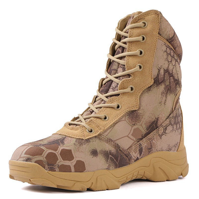 【high quality】Combat Boots Python Pattern Camouflage Military Boots ...
