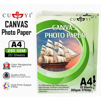 CUYI RC Canvas Photo Paper 260GSM A4 (20 sheets per pack) | Shopee ...
