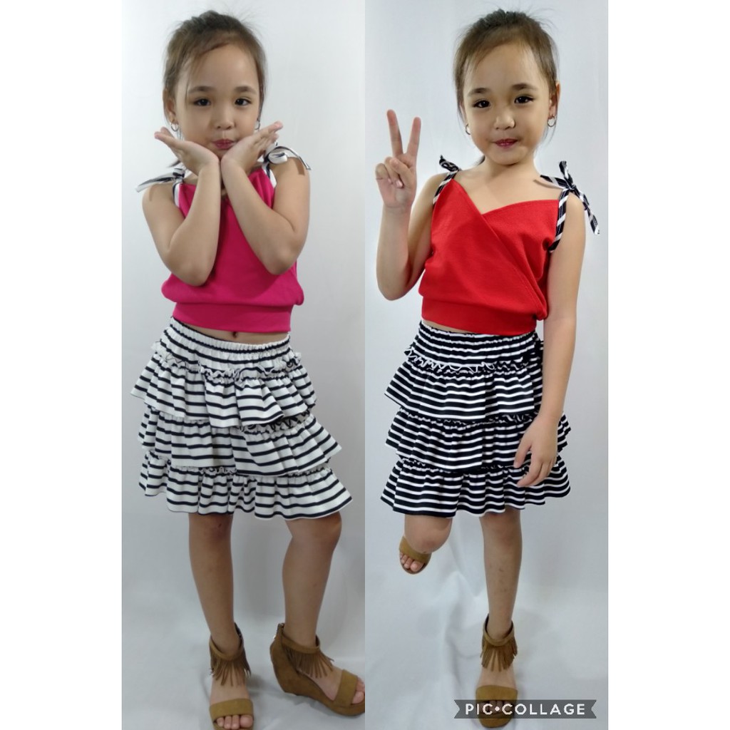 Tied Tops with ruffle skirts terno Korean inspired terno for kids baby ...