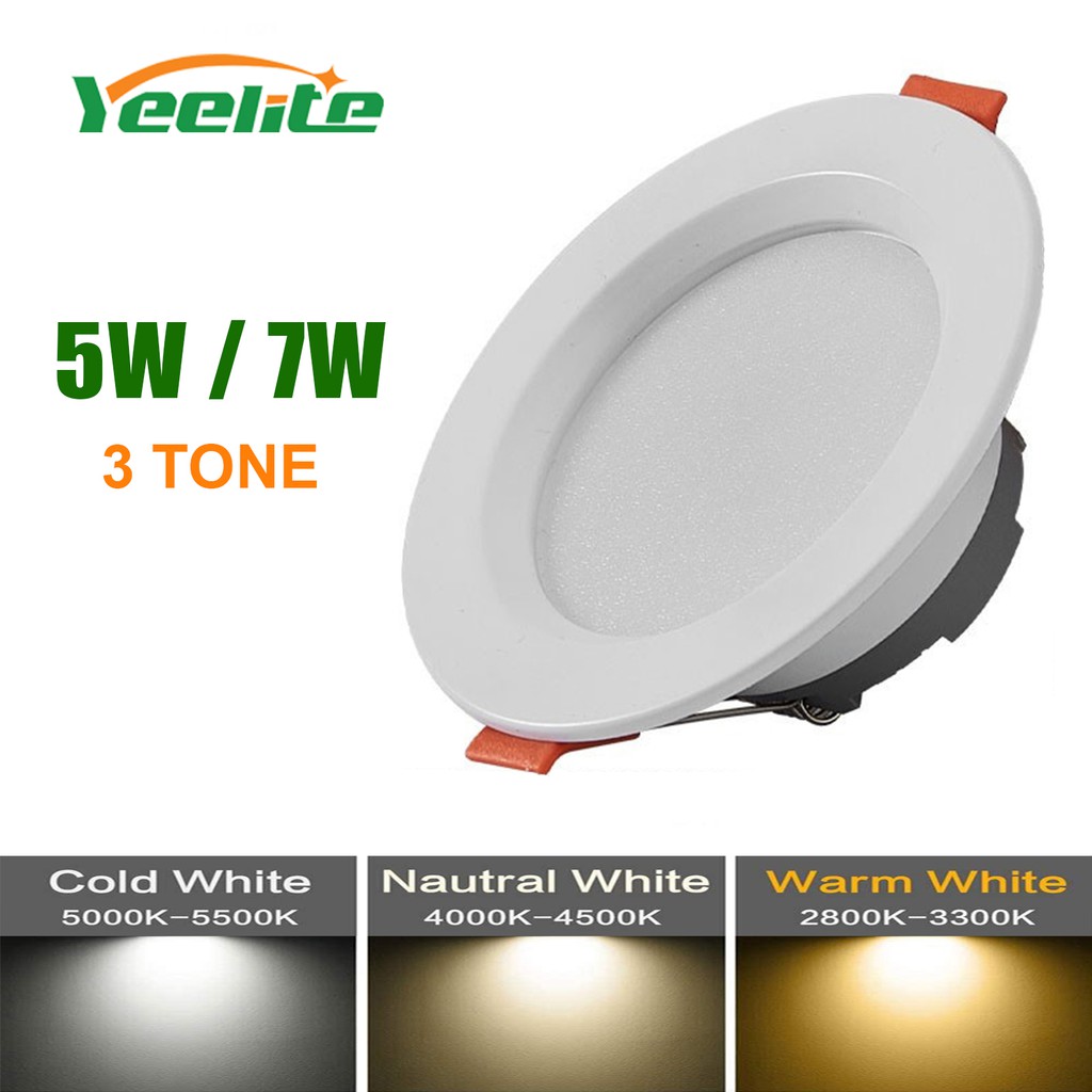 Yeelite LED Downlight 3 Color Tone 5W / 7W Recessed Pin Lights Panel ...