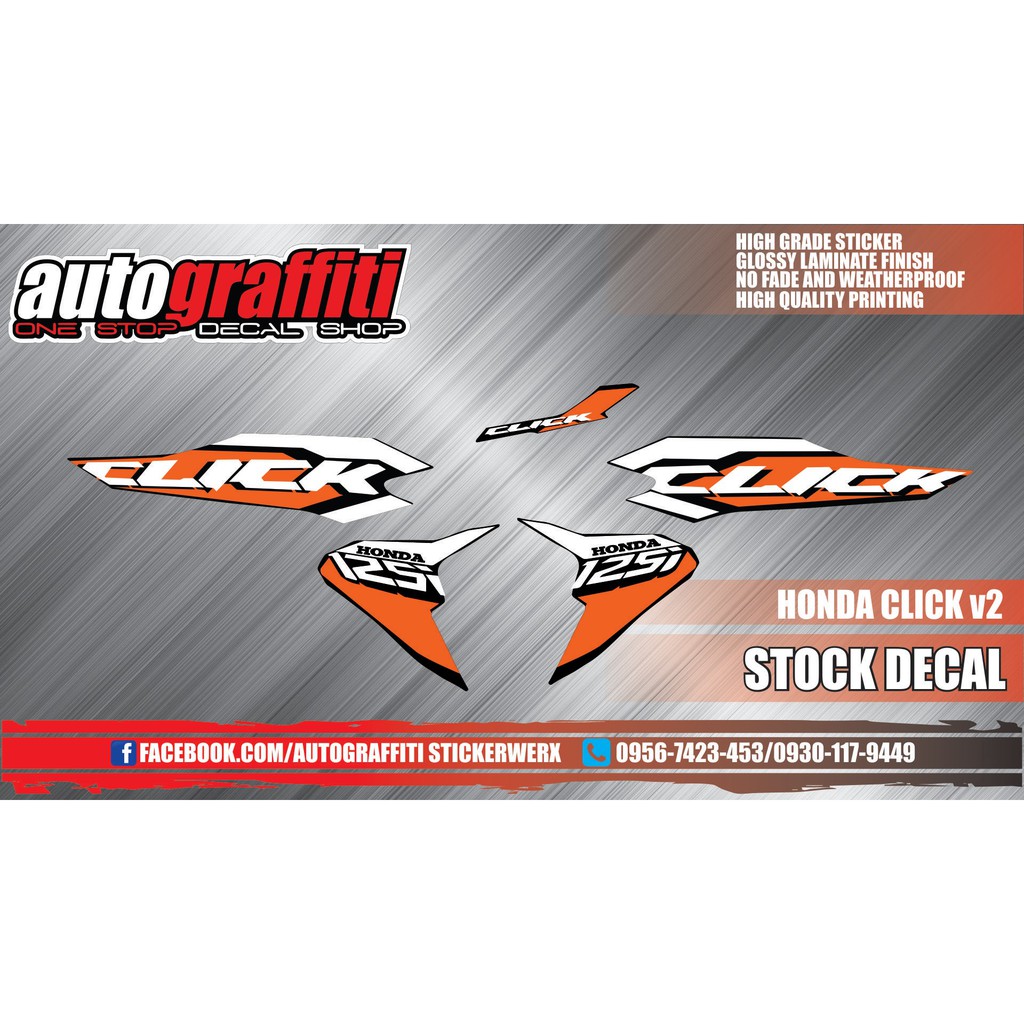 HONDA CLICK STOCK DECALS with Glossy Laminated | Shopee Philippines