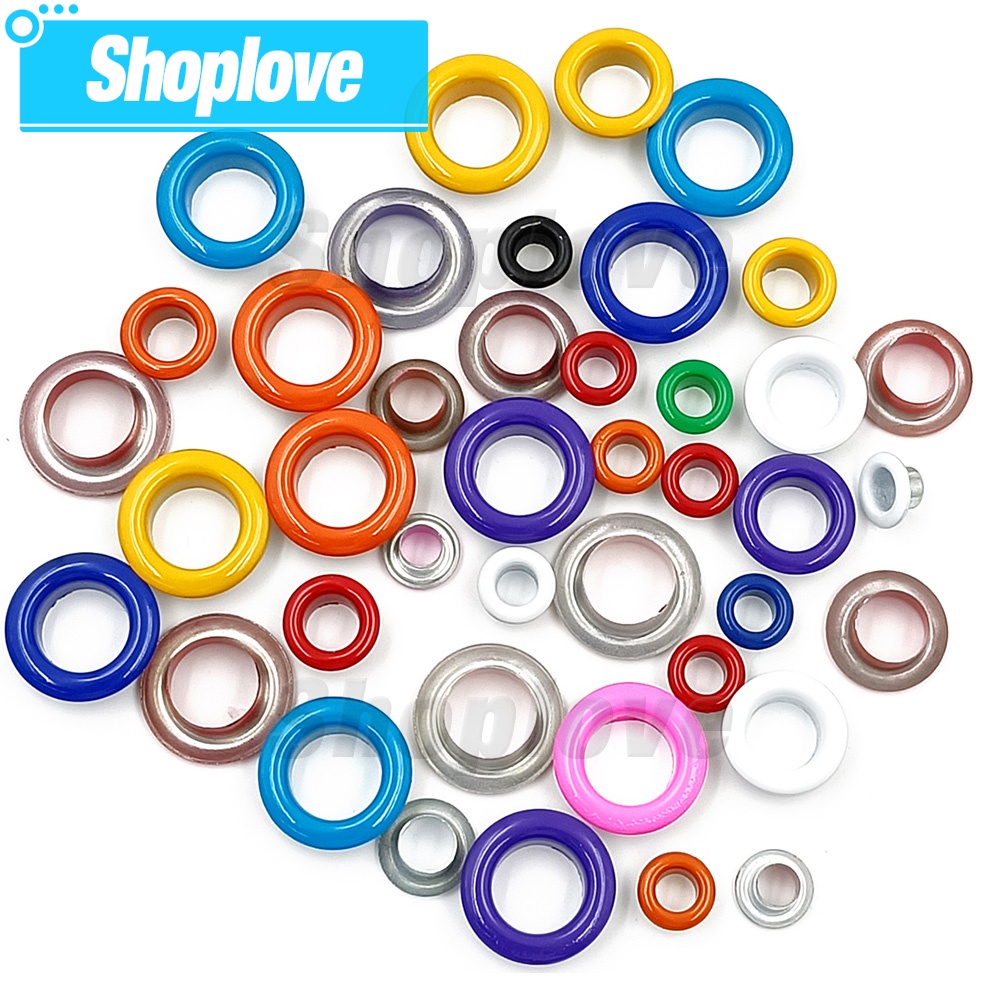 100Pcs 4mm/4.5mm/5mm/6mm Inner Hole Brass Eyelets Colorful Grommets Kit ...