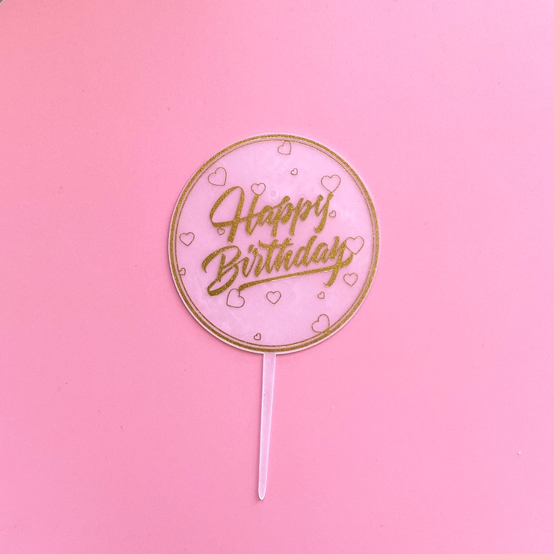 Acrylic Cake Topper Happy Birthday Party Dessert Baking Decoration With ...