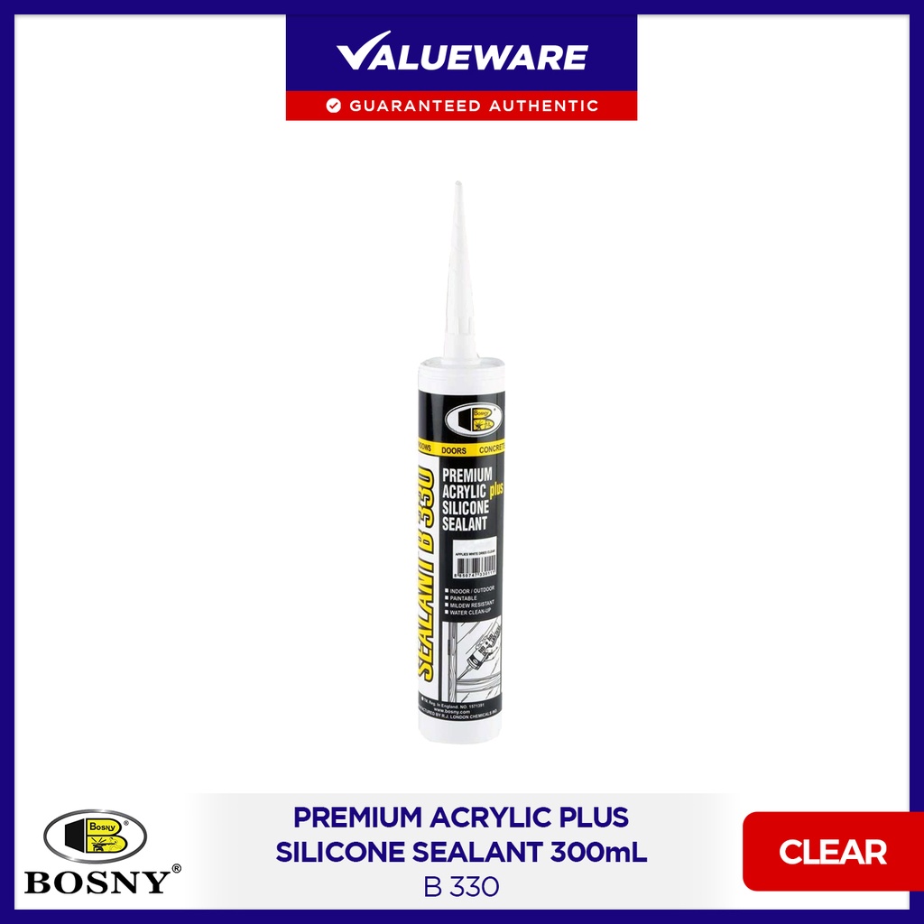 Bosny Acrylic Silicone Sealant 300mL | B212 / B330 | White / Black / Brown / Clear | B 212 / B ...