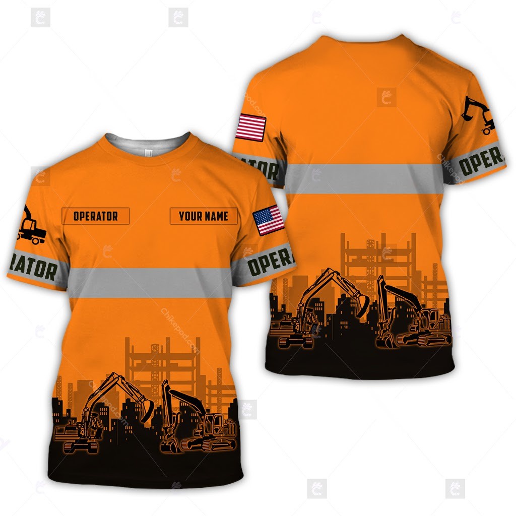 Orange Heavy Equipment Operator 3D All Over Printed Clothes BC169 3D T ...