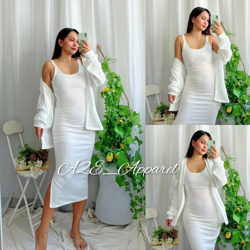 Airrah Set Bodycon Fitted Dress with Blazer | Shopee Philippines