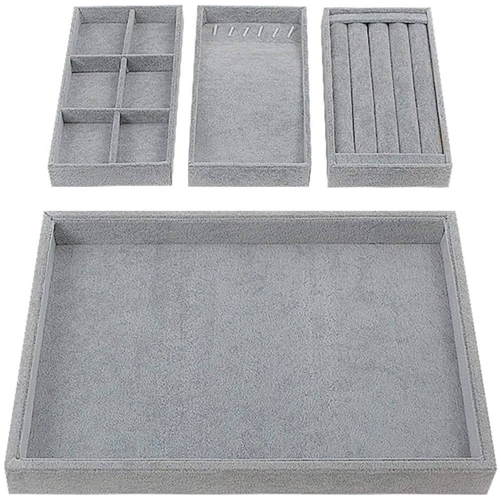 Stackable Jewelry Organizer Trays Drawer Insert Velvet Earring Display ...