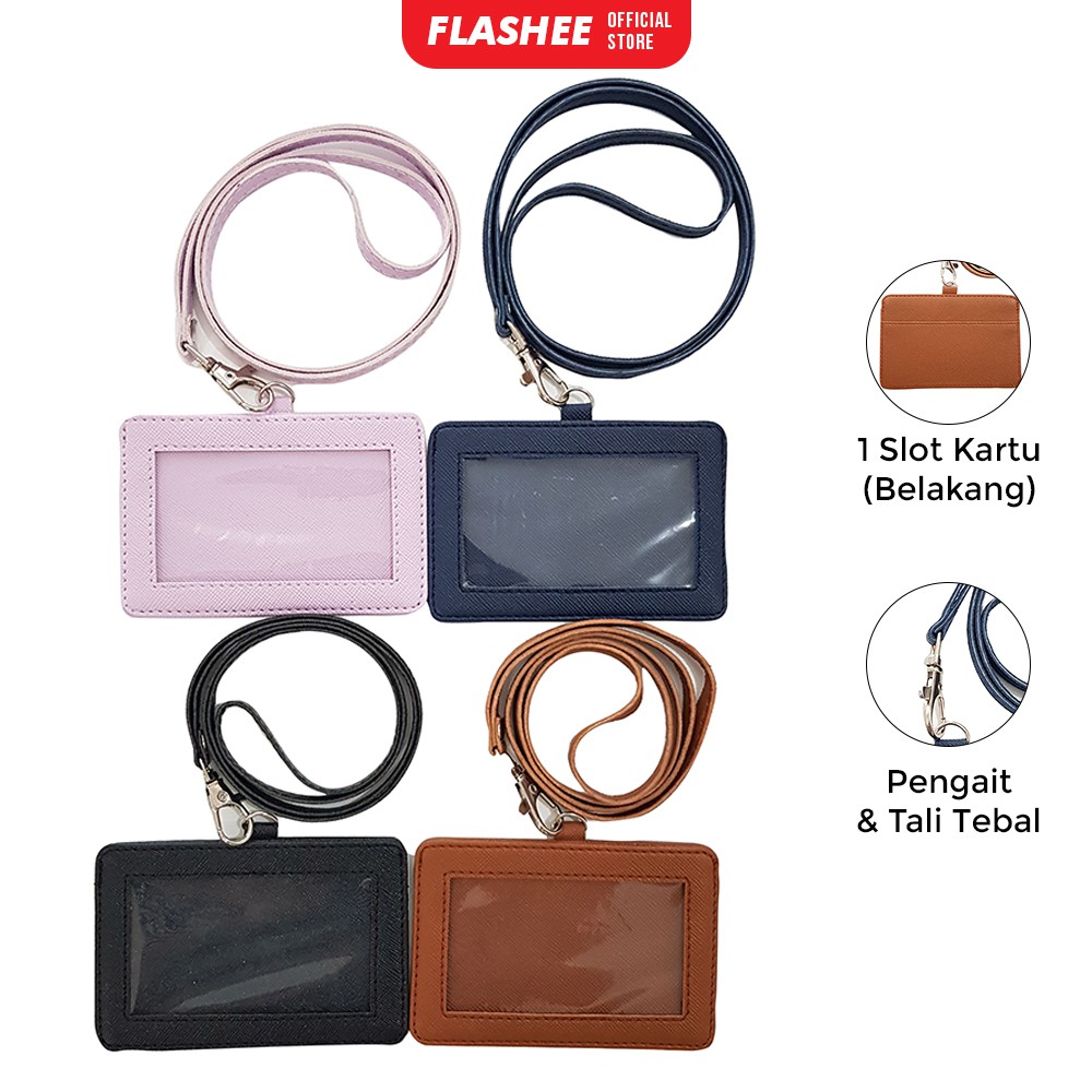 Flashee ID Card Holder Horizontal Leather Maisie Lanyard Landscape PU ...