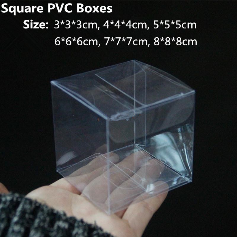 50pcs/lot Small Size Square PVC Plastic Packaging Box Cookies Candy box ...