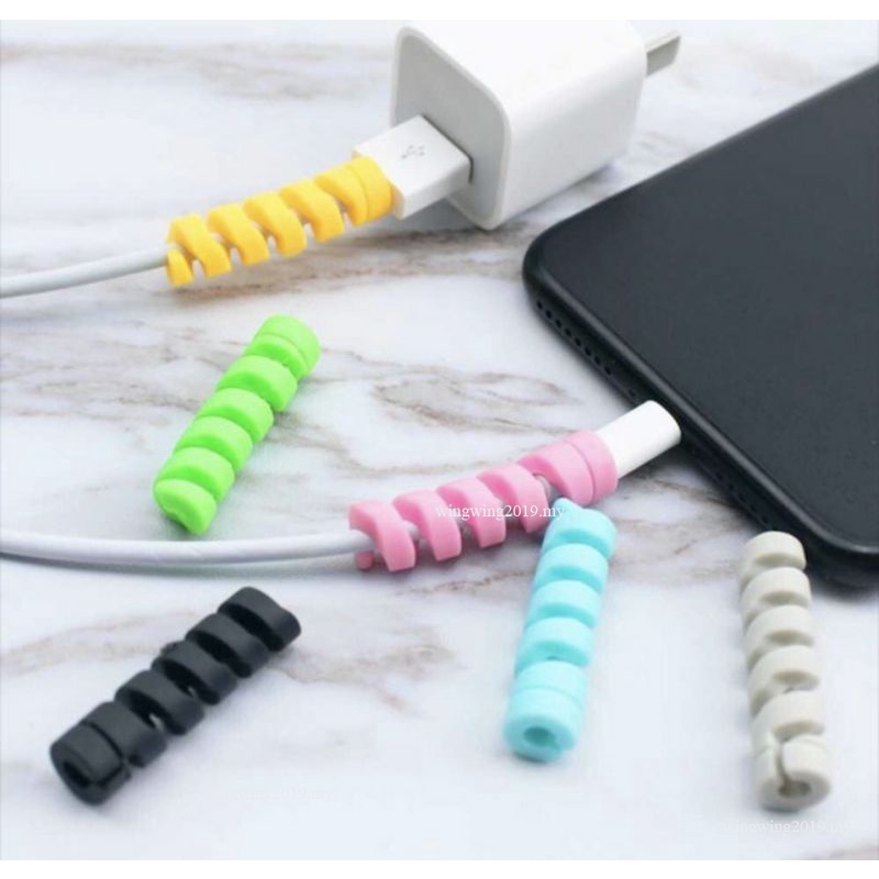 4pcs Spiral Cable Protector Cable Organizer Wire Data Line TPE Silicone ...