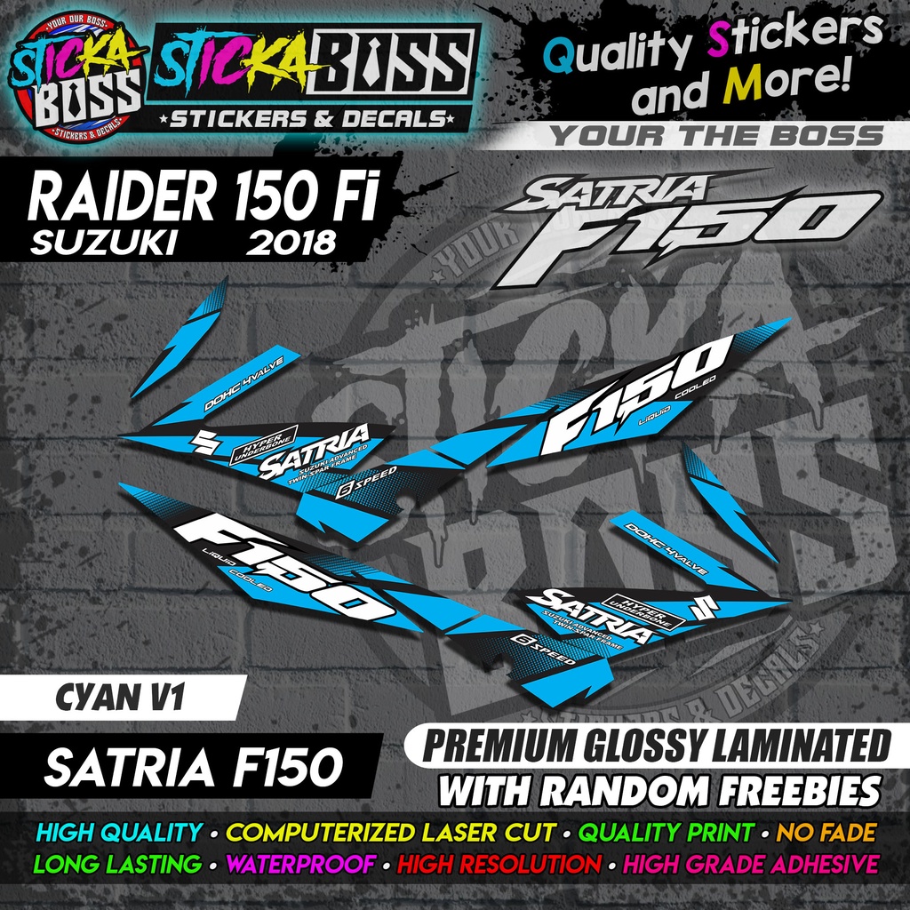 Suzuki Raider 150 Fi Stock Decals CYAN (Satria F150)【PREMIUM GLOSSY ...