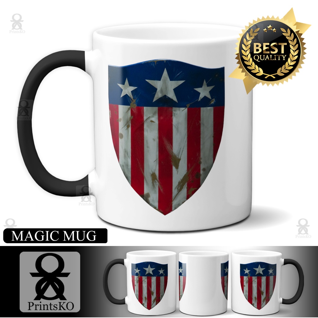 Captain America Magic Mug or White Mug - USO Shield Design | Shopee ...