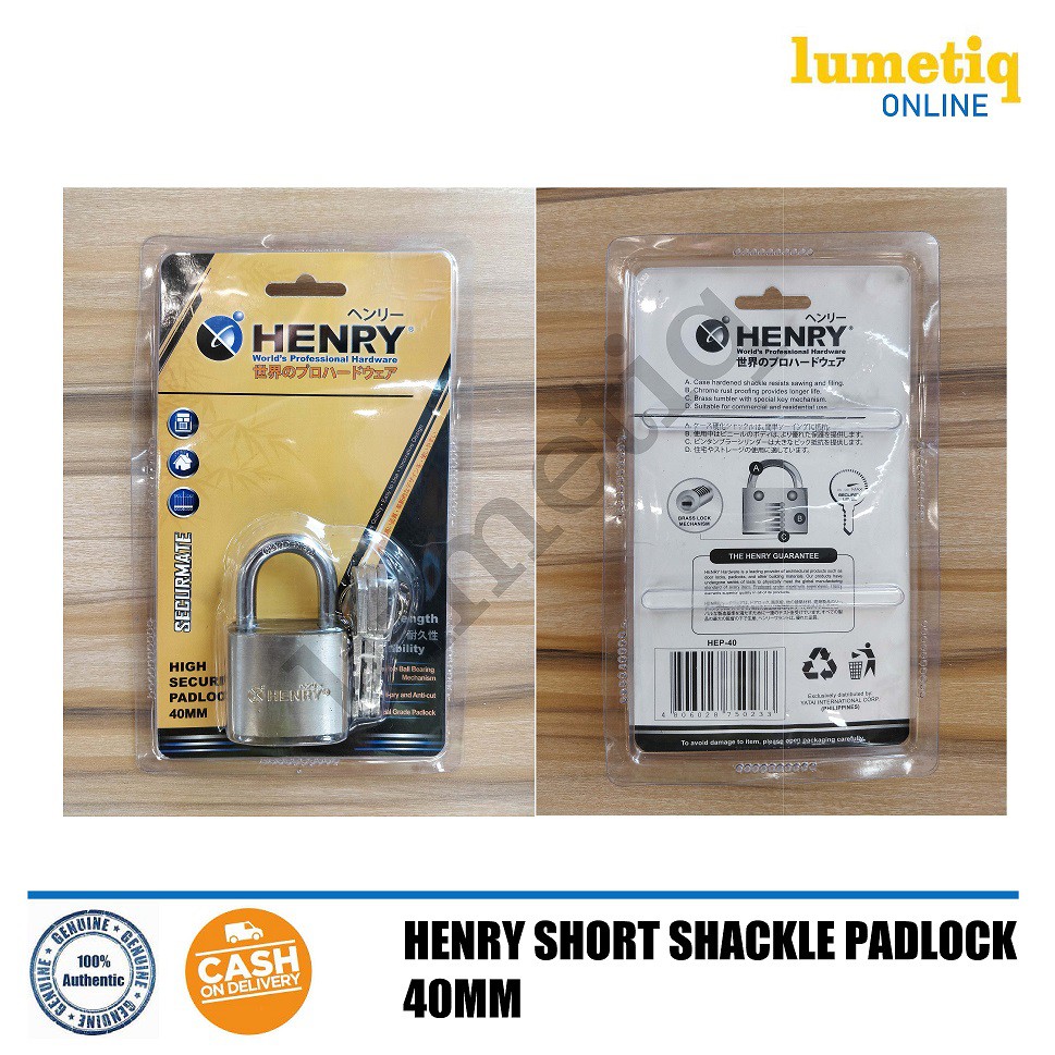 HENRY SHORT SHACKLE PADLOCK 40MM | Shopee Philippines