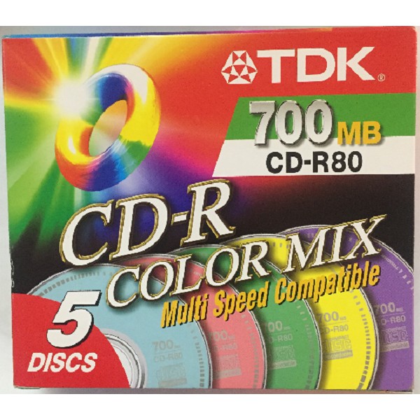 TDK Multi Speed CD-R 5 CDs, 700 MB/80 min, Mix Color per pack | Shopee ...