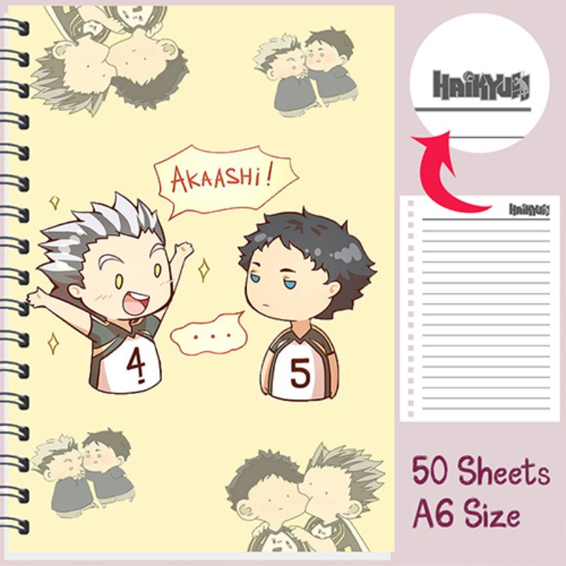 (Small Size) 49 Designs Matte A6 Size Haikyuu!! Anime Notebook Haikyuu ...