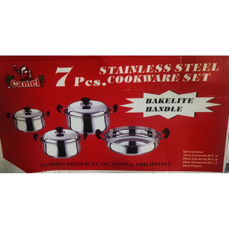 Camel stainless Steel cookware set (7 pcs) | Shopee Philippines