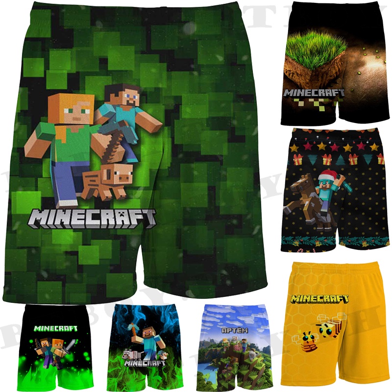 Minecraft Short Kids Pants Cartoon Cosplay Beach Shorts | Shopee ...