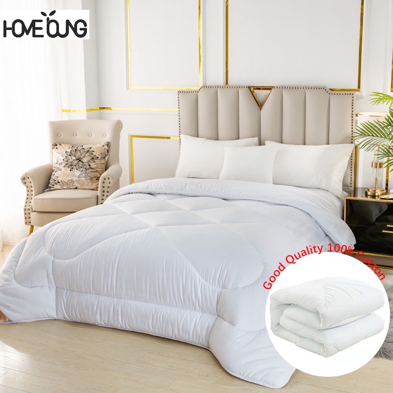 Magic Plain White Thick Cotton Comforter Duvet Filler Single/Double ...