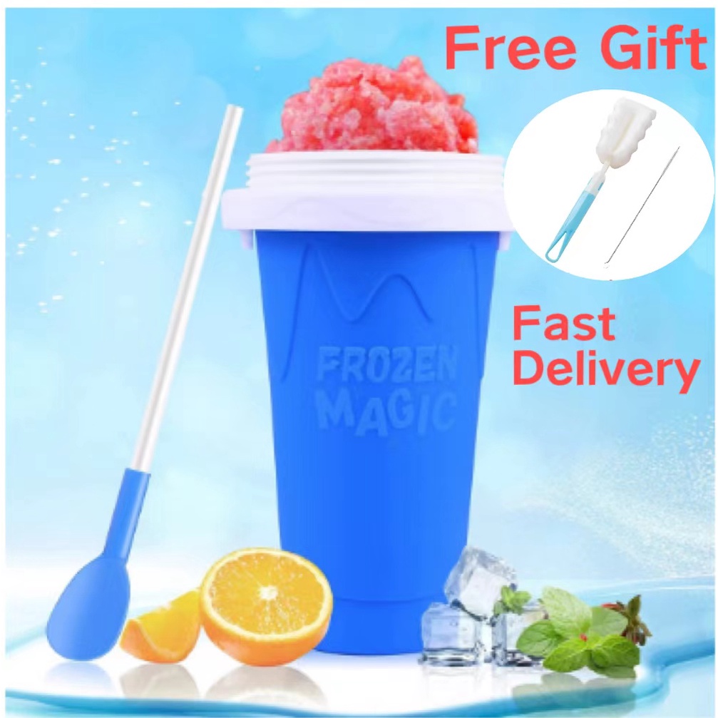 DIY Slushy Maker Cup Double Layers Silica Cup Smoothie Pinch Ice Cup ...