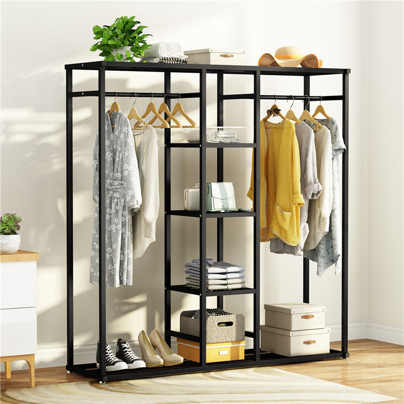 home lifeIndoor Simple Drying Rack Floor Folding Single Rod Mobile Coat ...