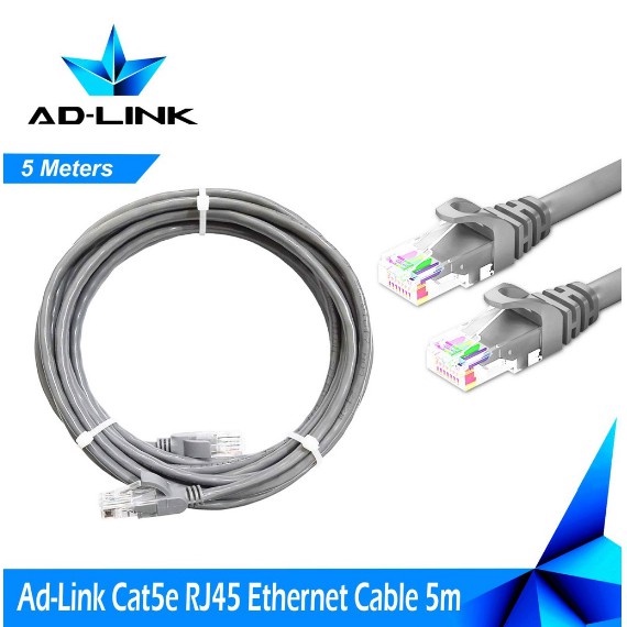 AD-LINK CAT5E 5M RJ45 Ethernet Network Lan Cable CCA Grey UP TO 1GBPS ...