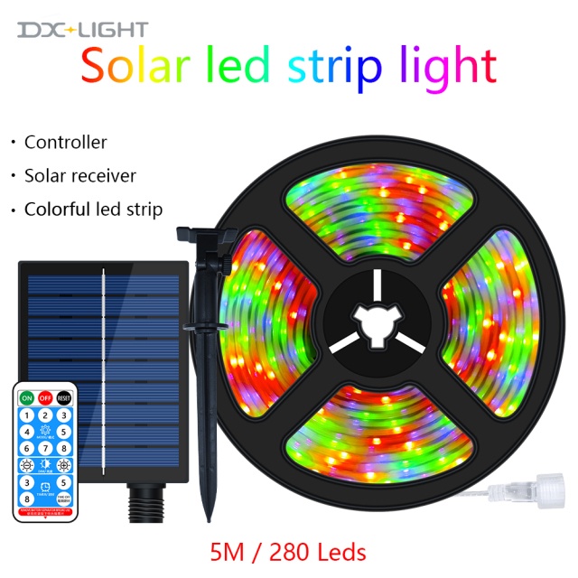Solar LED Strip Light Lithium Battery Solar panels Remote Control ...