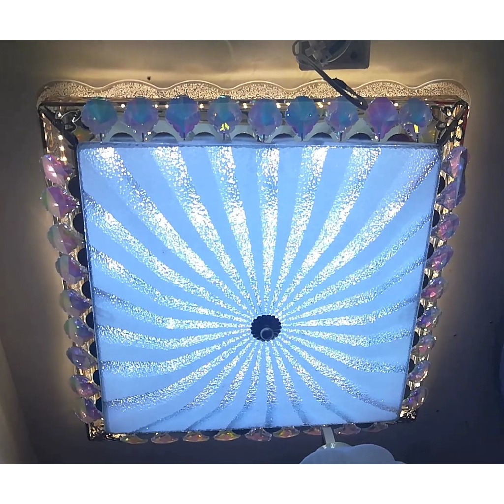 LED 3 Way Light Square Chandelier Ceiling Lamp Crystal Light | Shopee ...