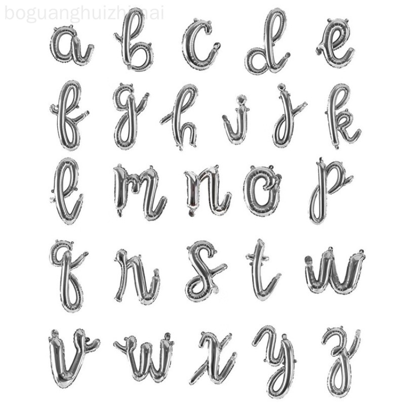 16inch Silver Air Foil Script Cursive Letters A-Z Symbols Balloons Ball ...