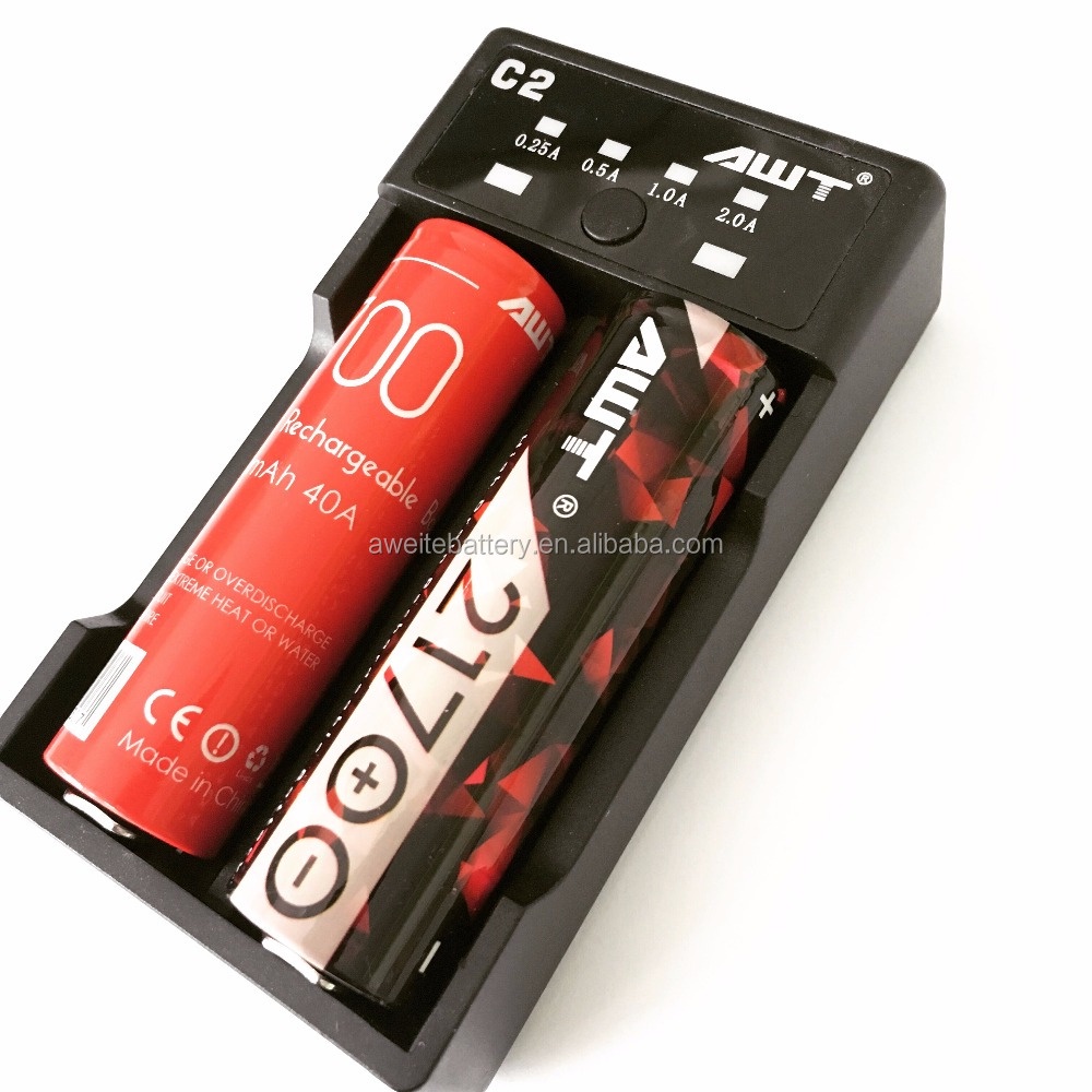 High Quality AWT 18650 battery charger 2A fast 2 bay C2 charger 3Lpu ...