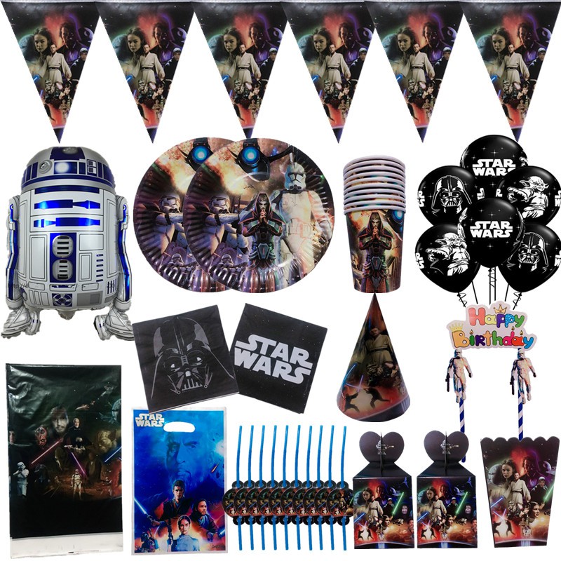 Star Wars Party Theme Supplies Paper Tablecloth Cup Plate Caps Napkins ...