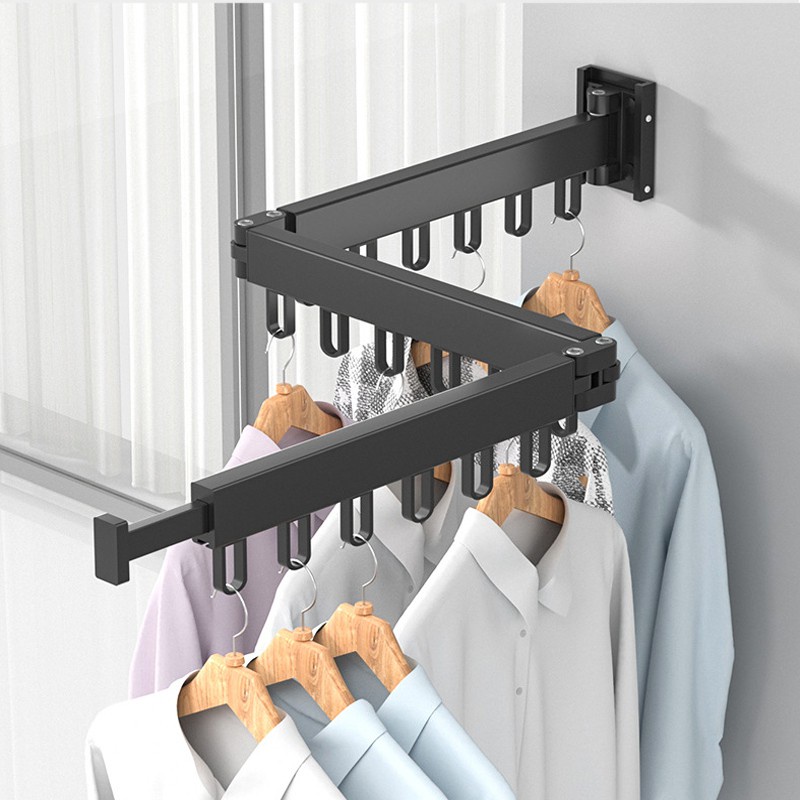(Hot，In stock）Foldable Balcony Wall-mounted Clothes Hanger Windows ...