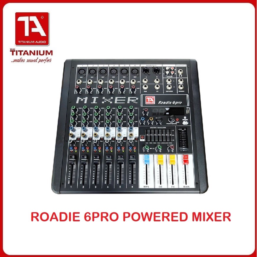 TITANIUM AUDIO POWERED MIXER 6PRO 6 MIC INPUT WITH BT EQUALIZER EFFECTS ...