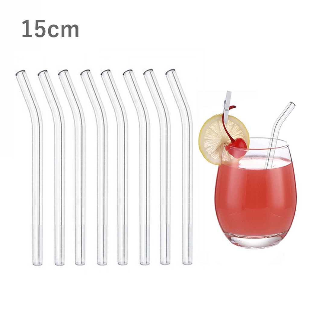 8Pcs 15cm Short Glass Straws Eco Friendly Reusable Drinking Straws 6 ...