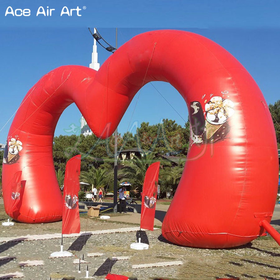 Attractive designed giant red heart shape welcome arch inflatable heart ...