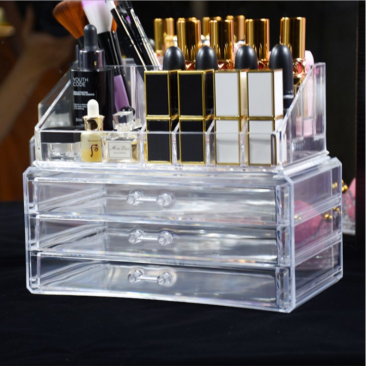 Acrylic cosmetic storage box transparent drawer type lipstick box ...