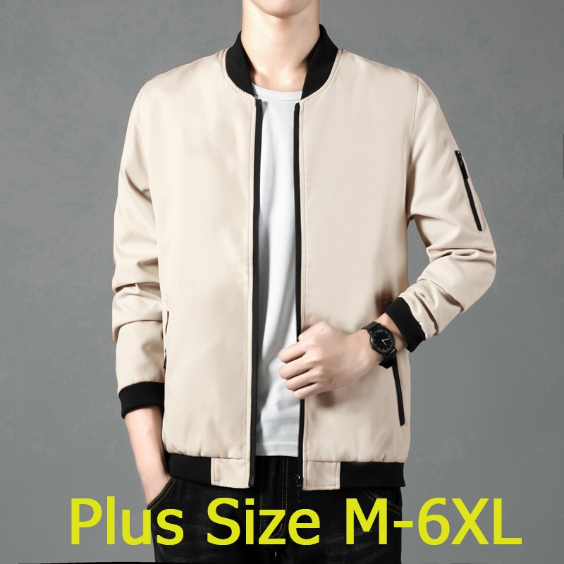[Plus Size] Men Jacket Long SleeveCasual Slim Fit Baseball Bomber ...