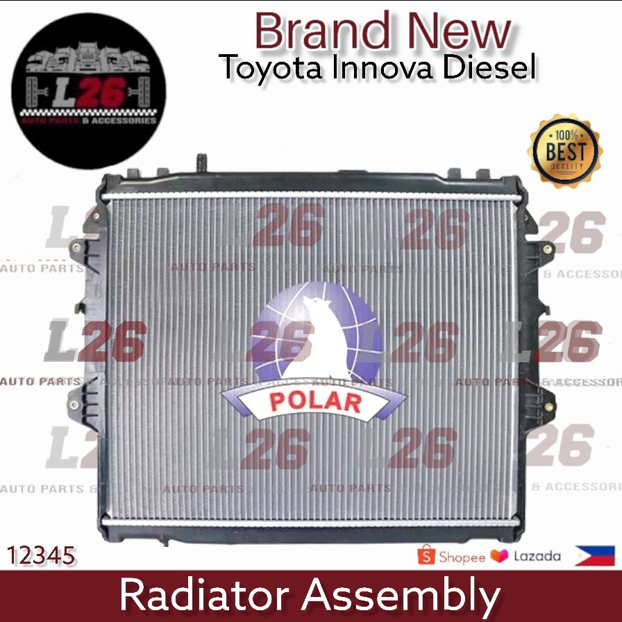 Toyota Innova Diesel Radiator Assembly 16400-0L250 525X648 PA26 1ROW ...