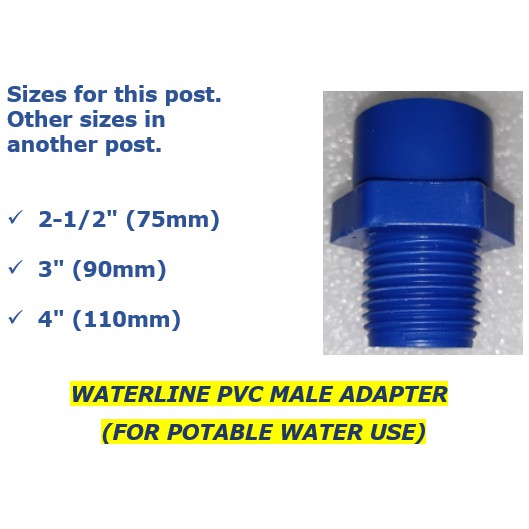 WATERLINE PVC MALE THREADED ADAPTER (FOR POTABLE WATER USE) - 2-1/2 ...