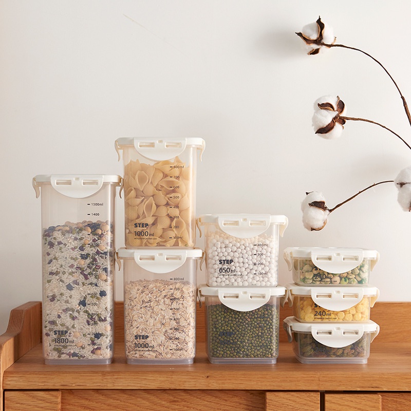 240ml/650ml/1000ml/1800ml Plastic Sealed Cans Kitchen Storage Box ...