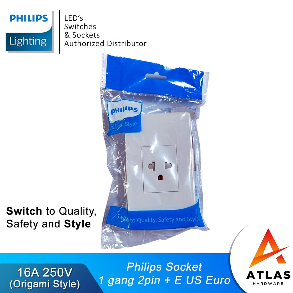 Philips Socket Origami Style 1gang 2Pin+E US EURO Socket | Shopee ...