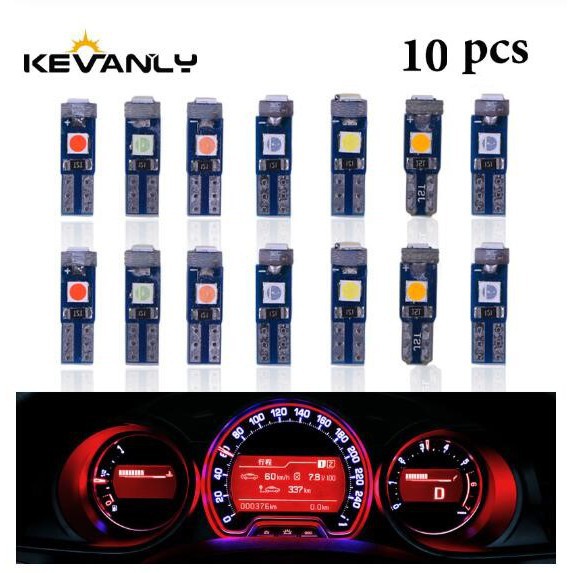 10PCS T5 LED W3W Car Dashboard Light W1.2W Interior 3030 SMD DC 12V Super Bright 3 Heating ...